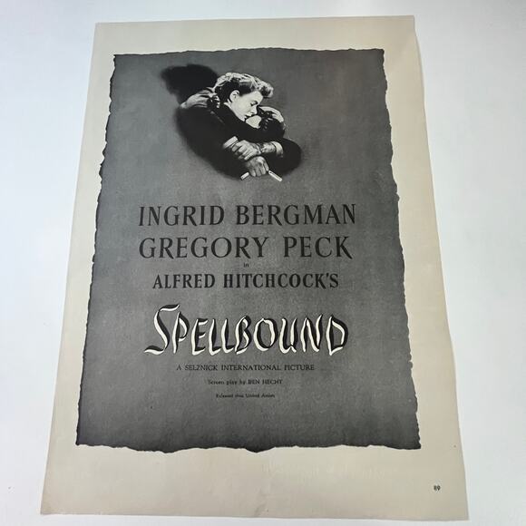 None and/or Unknown | Other | Spellbound Ingrid Bergman Gregory Peck 94s Wwii Era Ad Sv291 ...